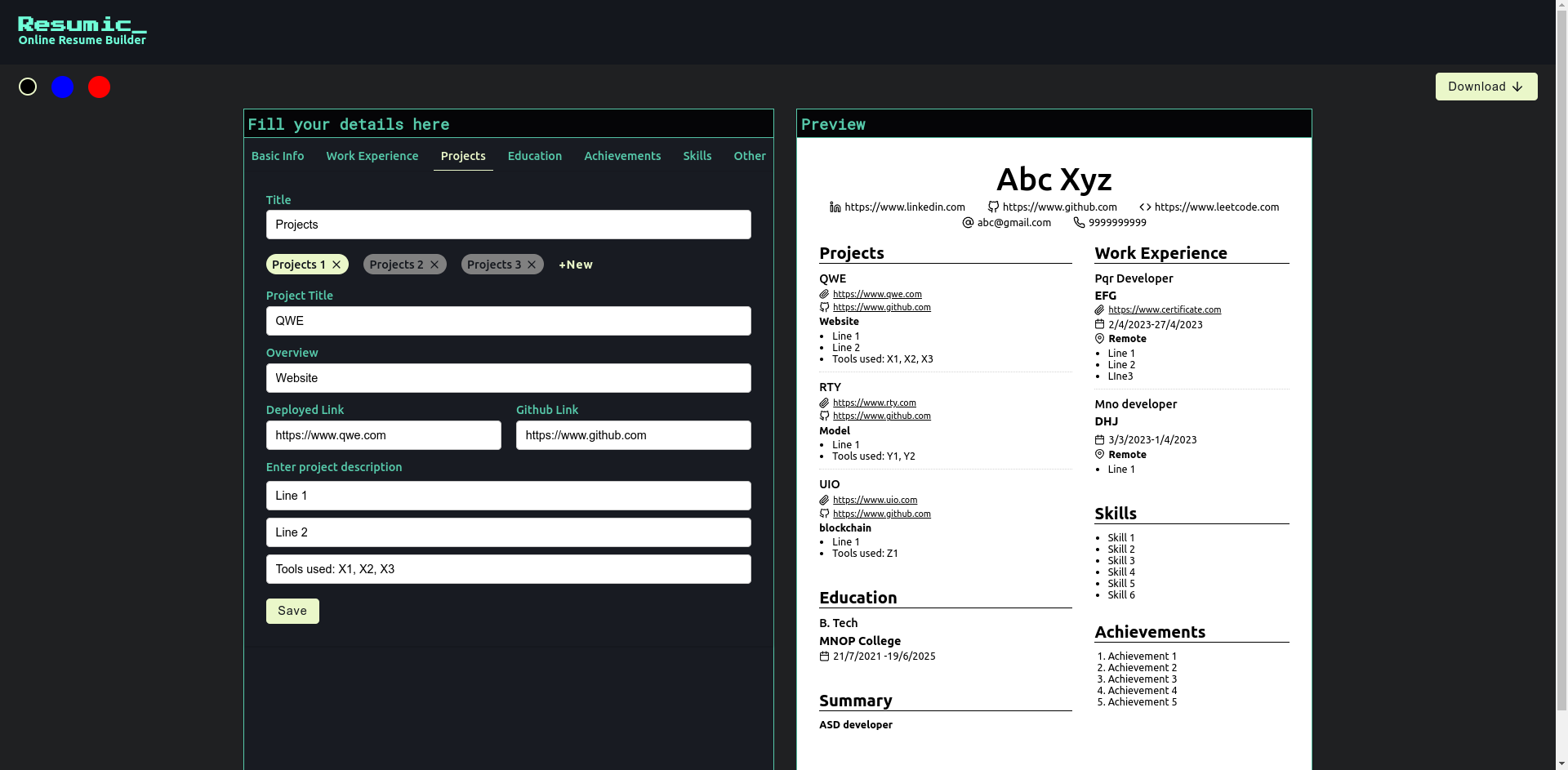 GitHub - roniskywalker/Resumic_: It's a ONLINE RESUME BUILDER which can create professonal resumes.