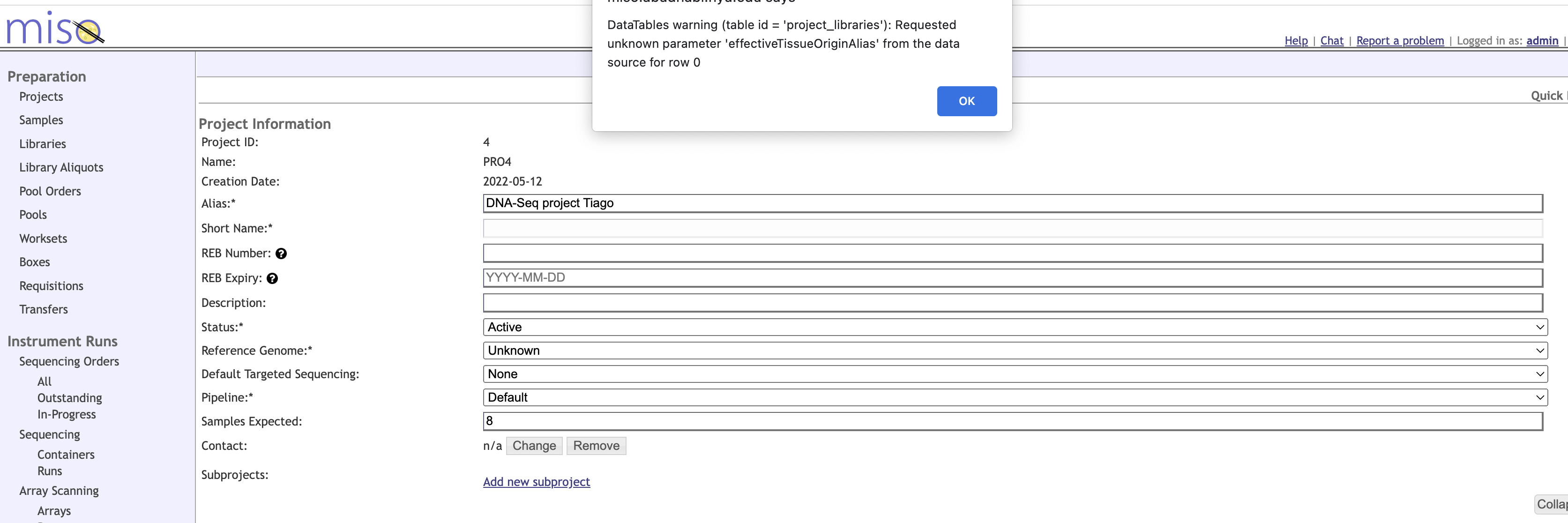An unexpected JavaSript error has occurred - Accessing Library Aliquots ID's · Issue #2663 ...