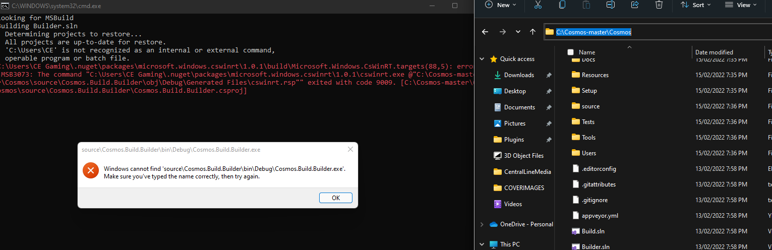 Devkit simply doesn't want to install. Builder.exe missing. · Issue #2122 · CosmosOS/Cosmos · GitHub
