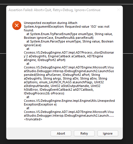 Unexpected Exception During Attach When Building An Os On Vs 2022 Branch Unsolved · Issue 1488