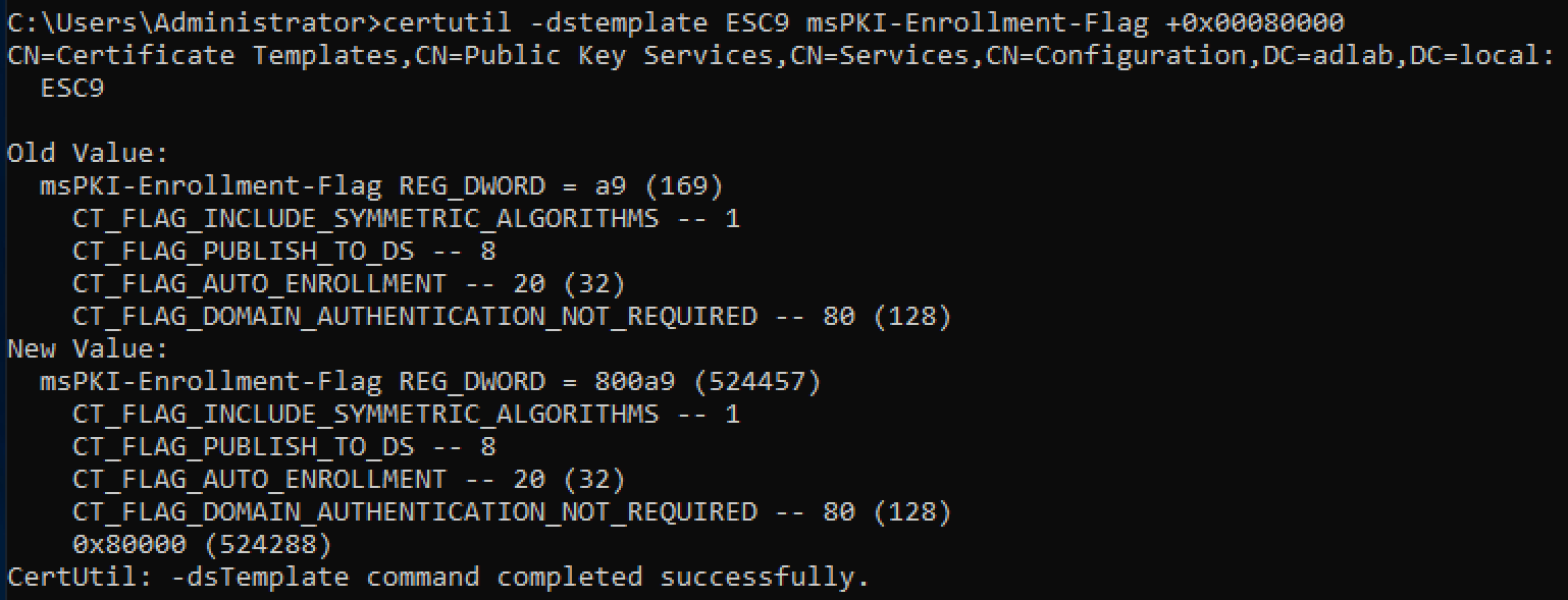 ESC9 failing for me - Probably incorrectly configured conditions ...