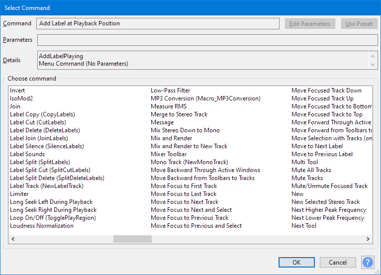 Macro access to the track drop-down menu commands · Issue #2391 · audacity/audacity · GitHub