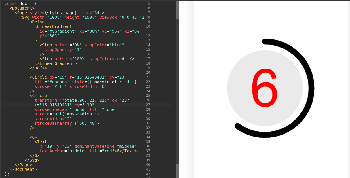 Linear Gradient applied to stroke attribute · Issue #1241 · diegomura/react-pdf · GitHub