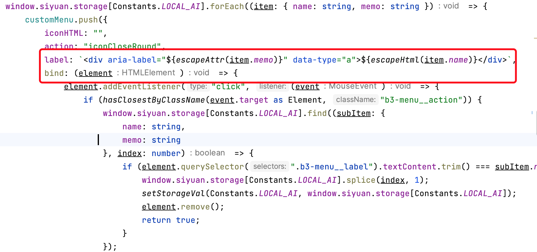 The `additem` Interface Of The Frontend Api `menu` Supports To Pass In The Dom Element · Issue