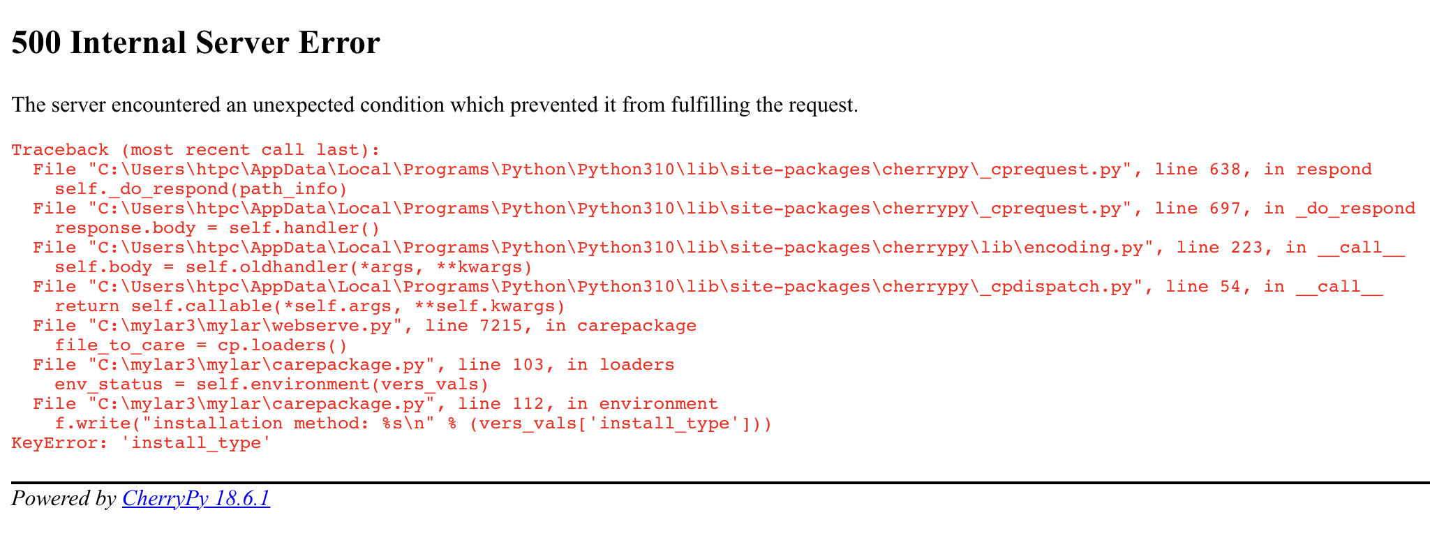 Logout not working? Care package not working? · Issue #1207 · mylar3 ...