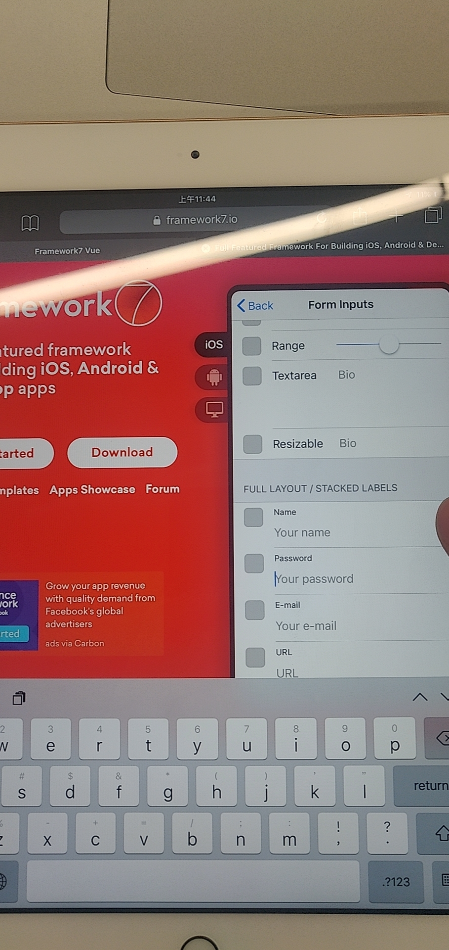iOS tablet input focusing bug · Issue #3308 · framework7io/framework7 · GitHub