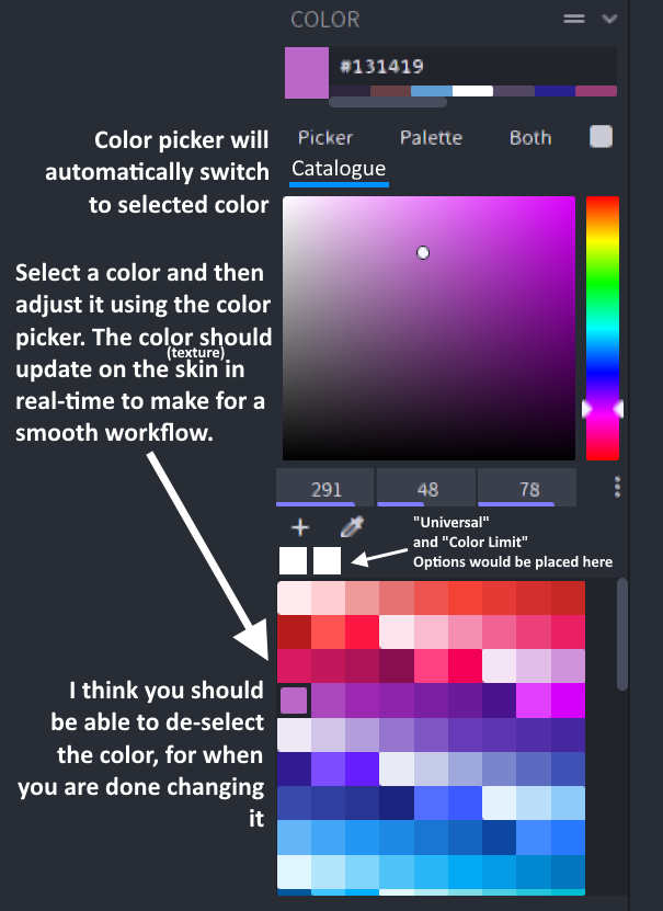 [Suggestion] Color "Catalog" tab that automatically lists all colors ...