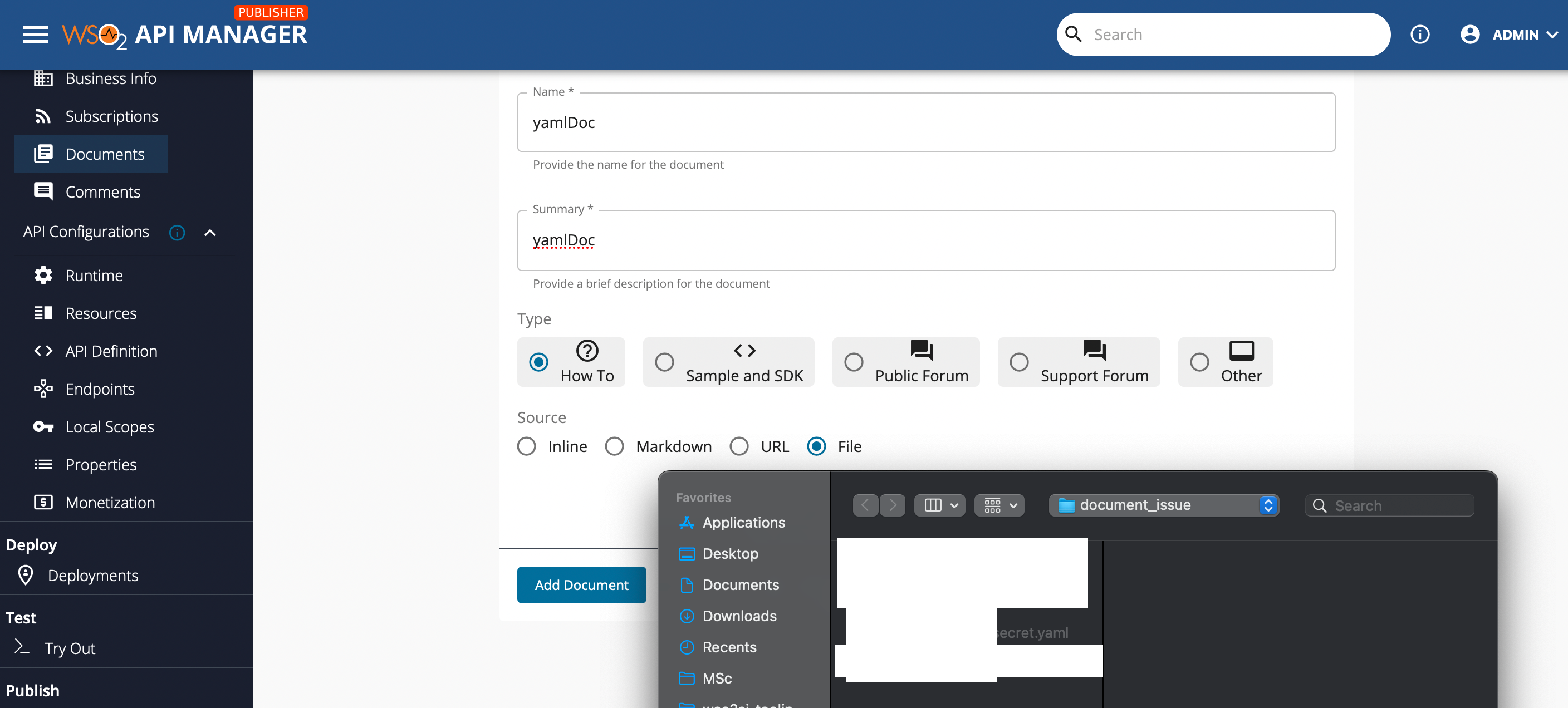 Add yaml documents in the publisher portal is not working · Issue #895 · wso2/api-manager · GitHub