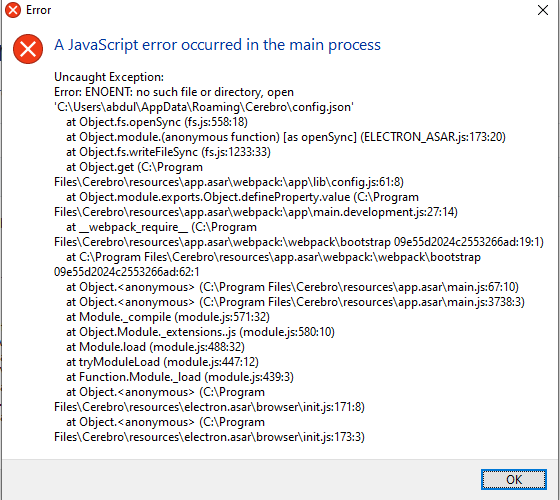 A javaScript error occurred in the main process · Issue #507 · cerebroapp/cerebro · GitHub