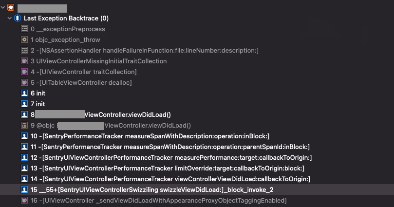 Crash when initialising a view controller with performance tracking enabled · Issue #1355 ...