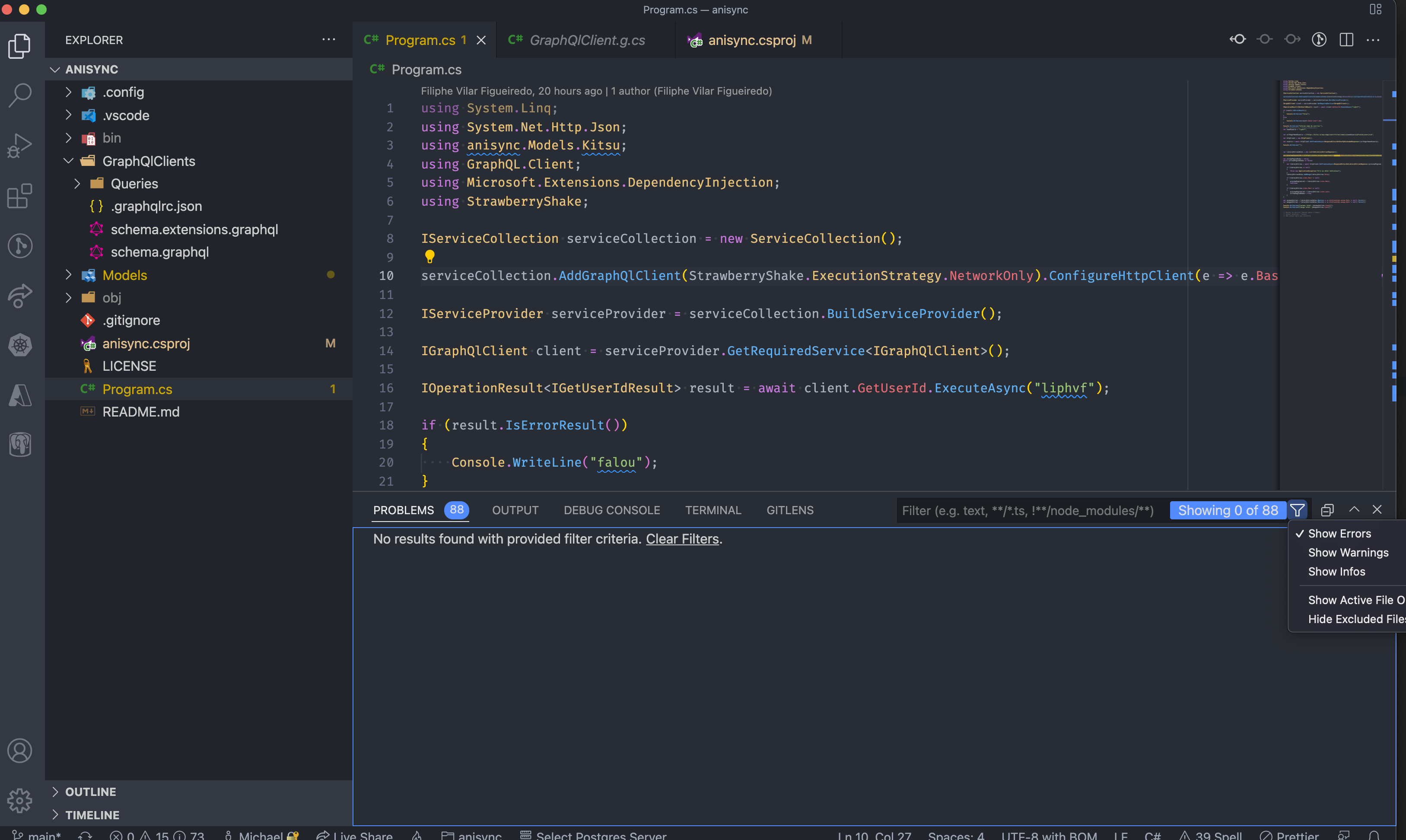Report problem in vscode with not exists in visual studio 2022 ...