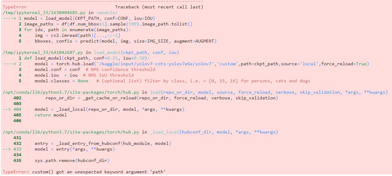 Error While Loading A Custom Trained Yolov7 Model With Torchhubload · Issue 385