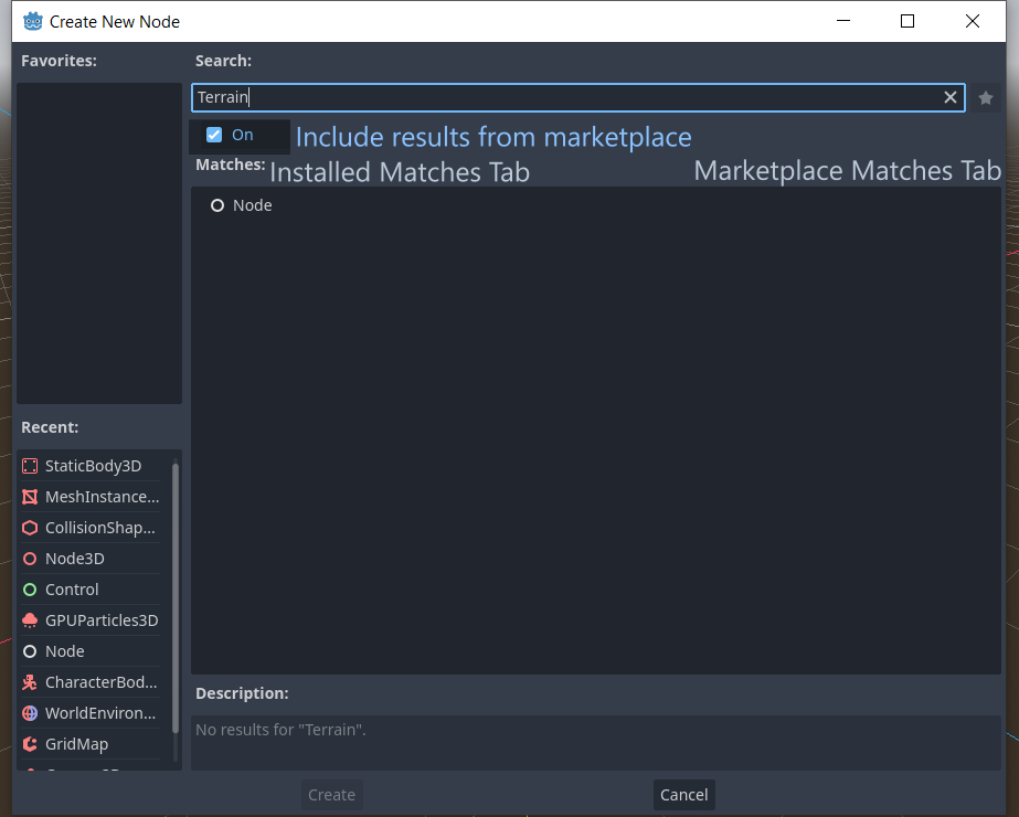 Include nodes from marketplace mode in Create New Node search · Issue #6934 · godotengine/godot ...