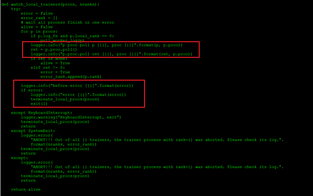 python 分布式训练时使用到的 python/paddle/distributed/fleet/launch_utils.py 中的方法 ...