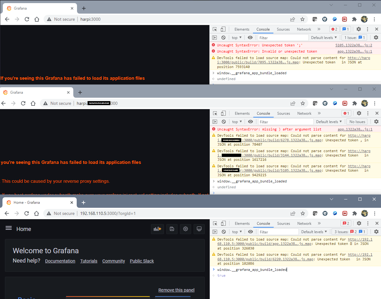 Grafana on Openhabian suddenly stops loading from most of my computers ...