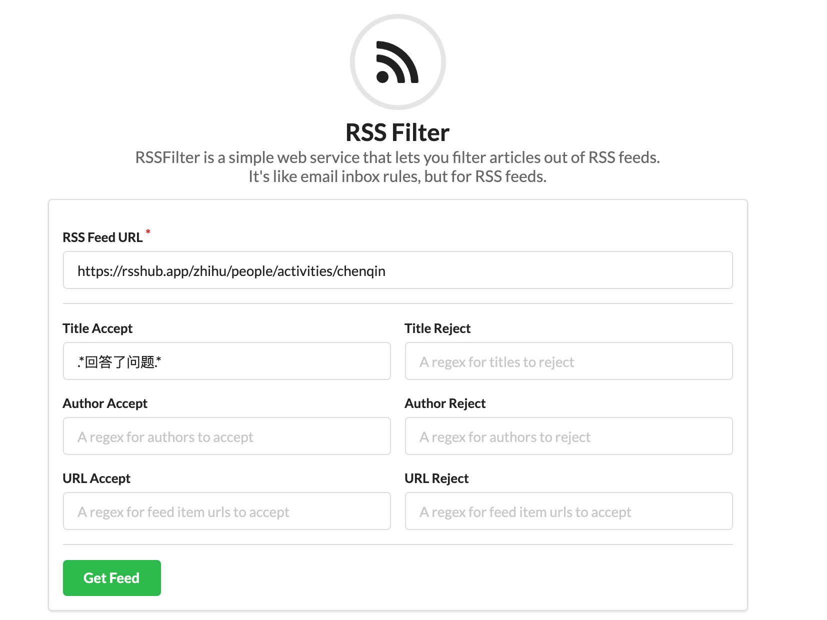 知乎-用户回答 rss地址 失效 · Issue #4788 · DIYgod/RSSHub · GitHub