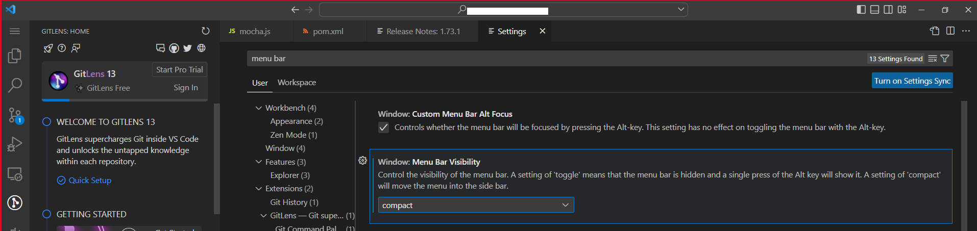 Vscode Dev Command Center Settings Does Not Effect And Not Shown When