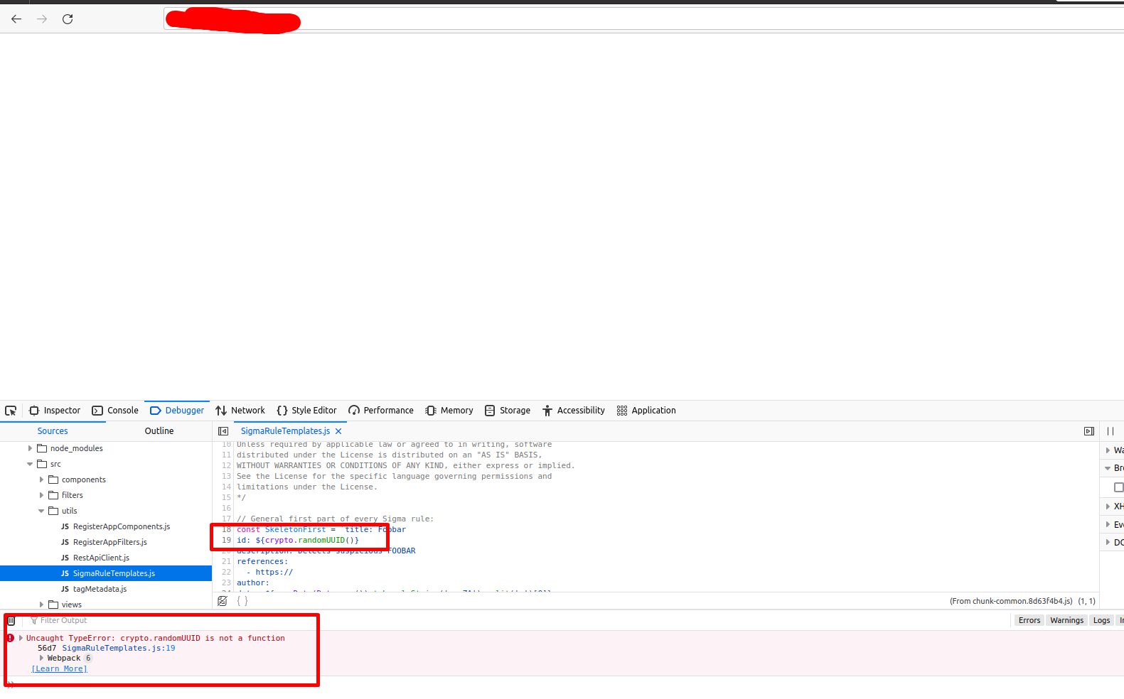 blank white page in browser when accessing timesketch (crypto.randomUUID is not supported ...