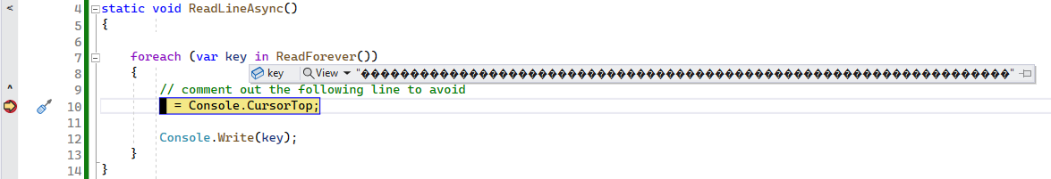 Console.CursorTop causes invalid Console.ReadKey input · Issue #88343 ...