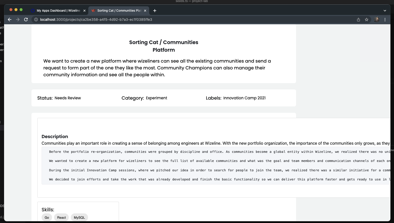 Description overflow container at projects. · Issue #235 · wizeline/project-lab · GitHub