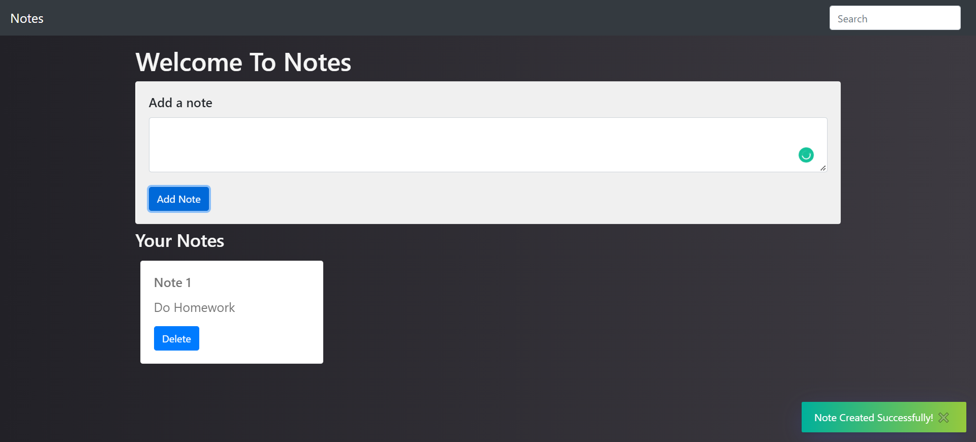 Show toast message on new note created successfully · Issue #8 · GDSC-IGDTUW-Autumn-of-Code-2022 ...