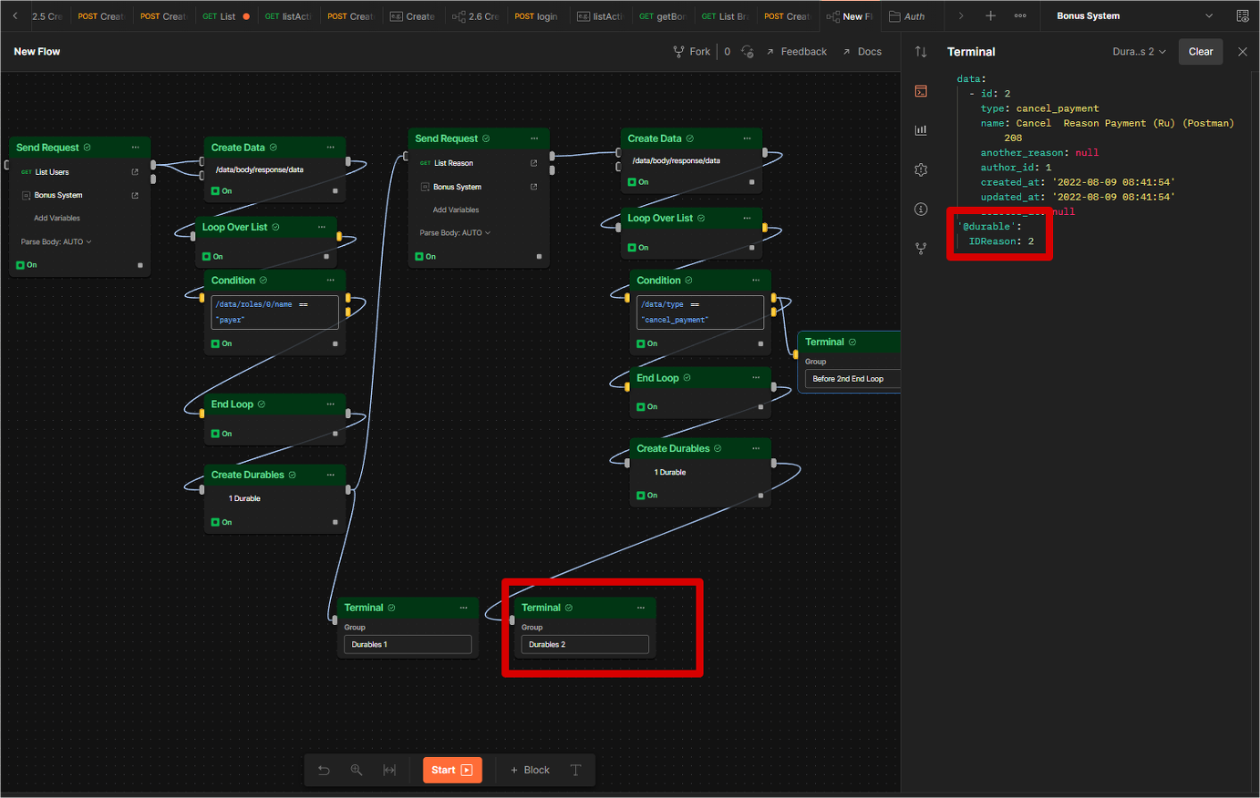 Postman Don T Save Durables After 2nd End Of Loop Block · Postmanlabs Postman Flows · Discussion