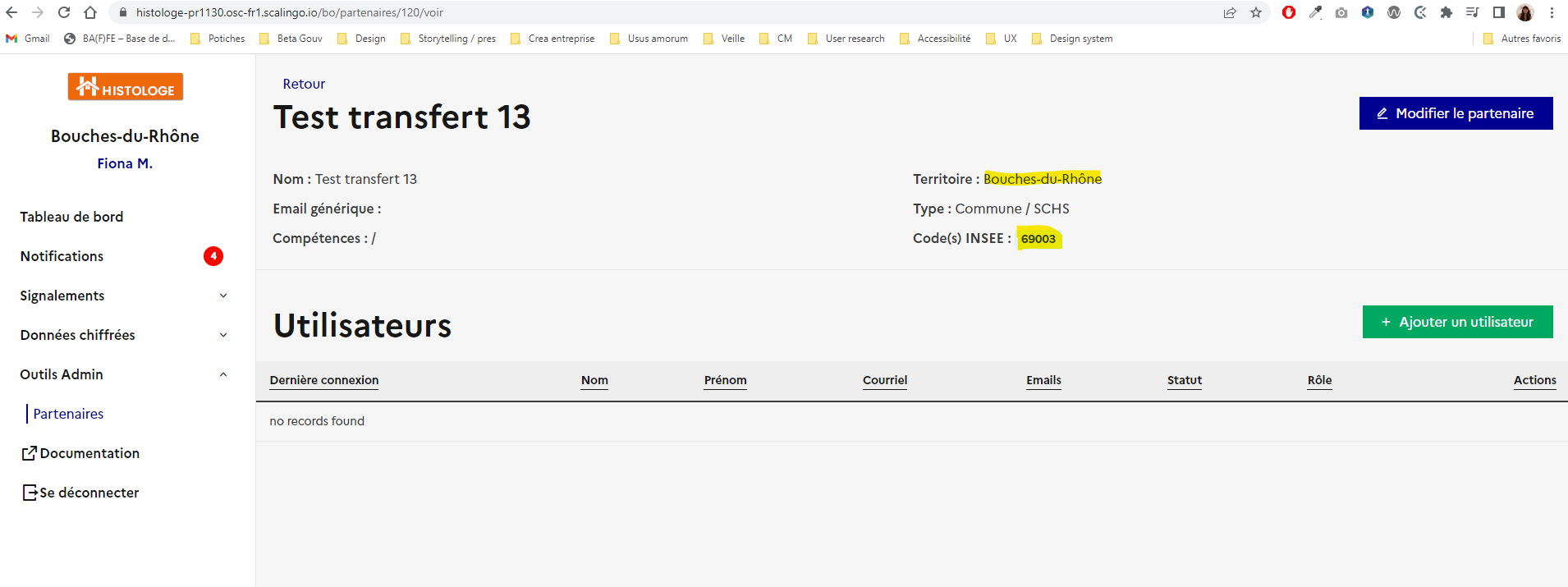 [BO - Création / édition partenaire] Vérifier les codes INSEE · Issue ...