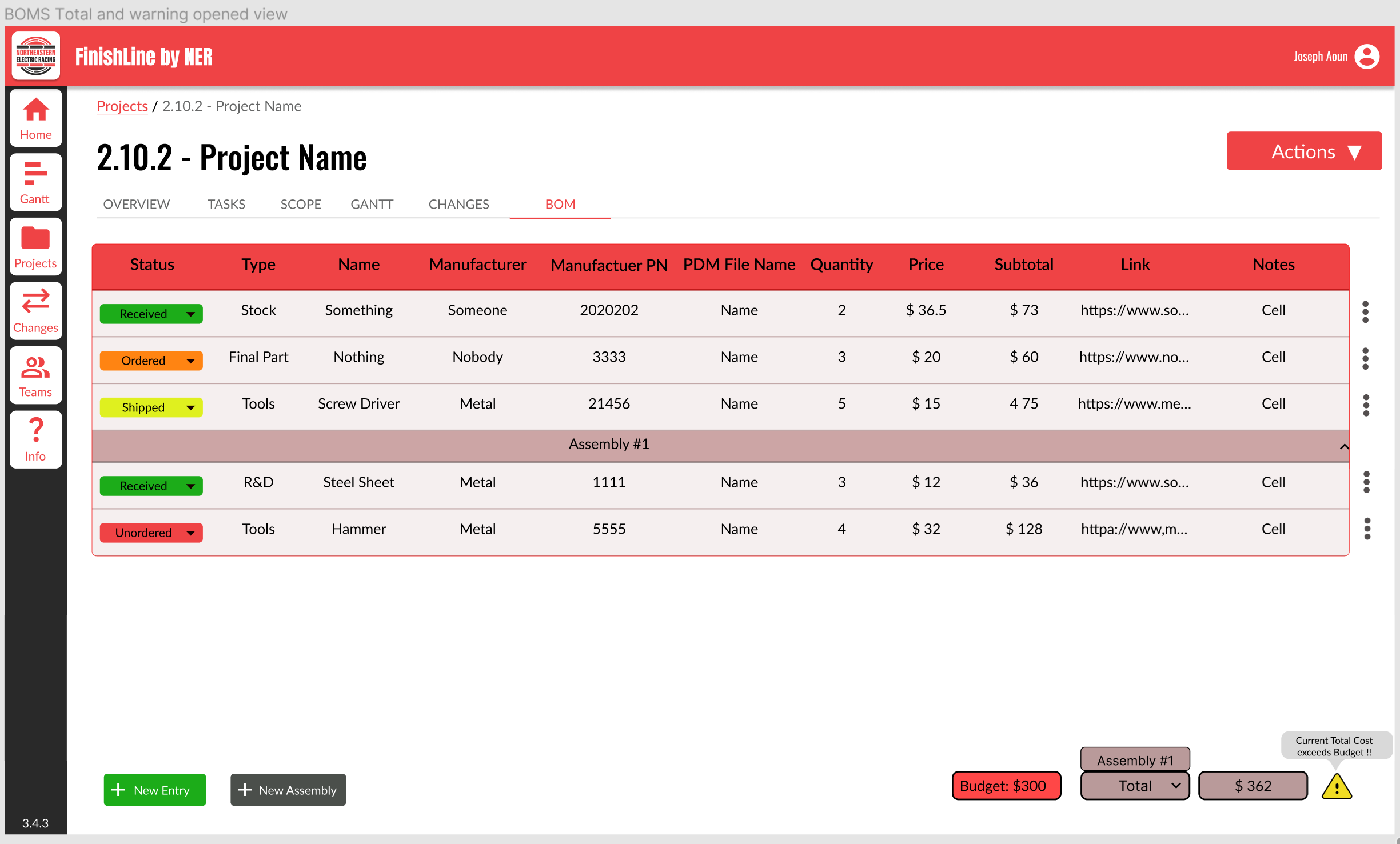BoM Epic · Issue #1427 · Northeastern-Electric-Racing/FinishLine · GitHub