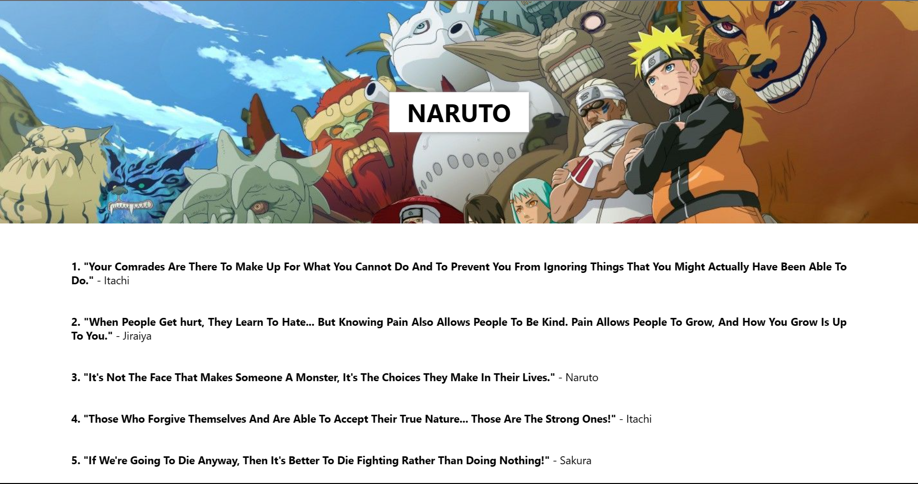 Github Aniimessh Parallax Website Anime Chracter Quotes