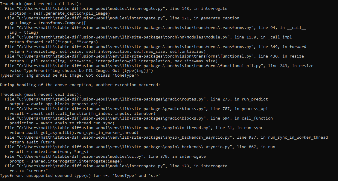 [Bug]: when using interrogate clip i get a error · Issue #3480 · AUTOMATIC1111/stable-diffusion ...