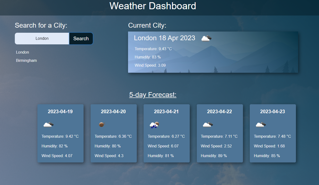 GitHub - AsmaH5/Weather-Dashboard