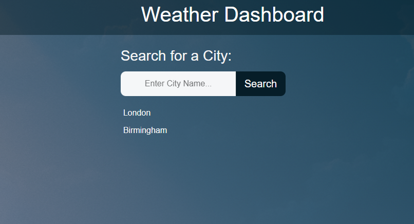 GitHub - AsmaH5/Weather-Dashboard