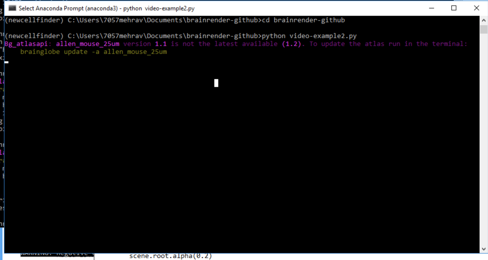 Error while making video using brainrender 1.0.1.1: AttributeError: 'NoneType' object has no ...