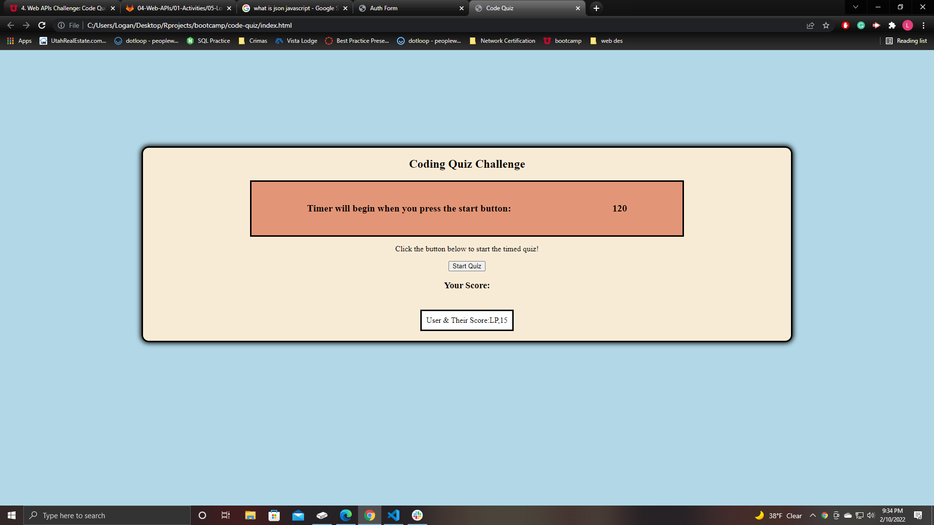 GitHub - loganparke/code-quiz