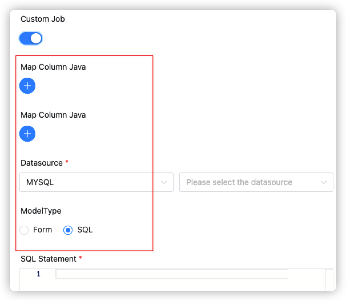 [Bug-FE][UI Next][V1.0.0-Alpha] These fields should be hidden when the custom job is true in ...