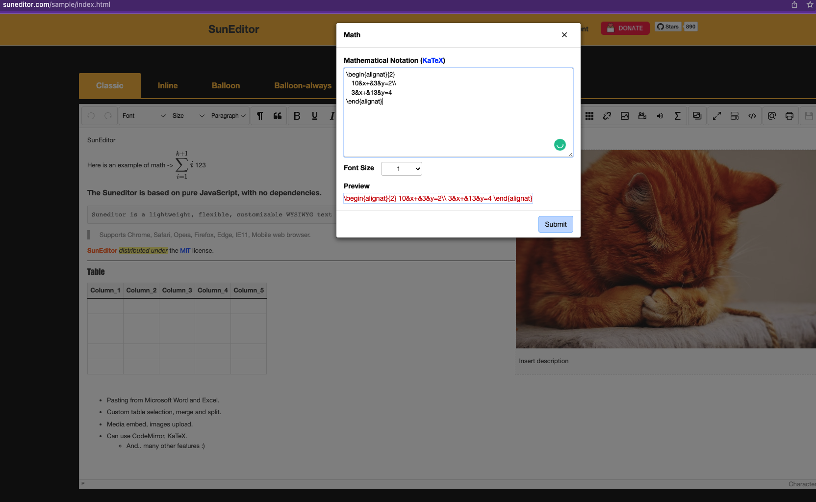 Some statements in Katex is not working in sun editor · Issue #987 · JiHong88/suneditor · GitHub