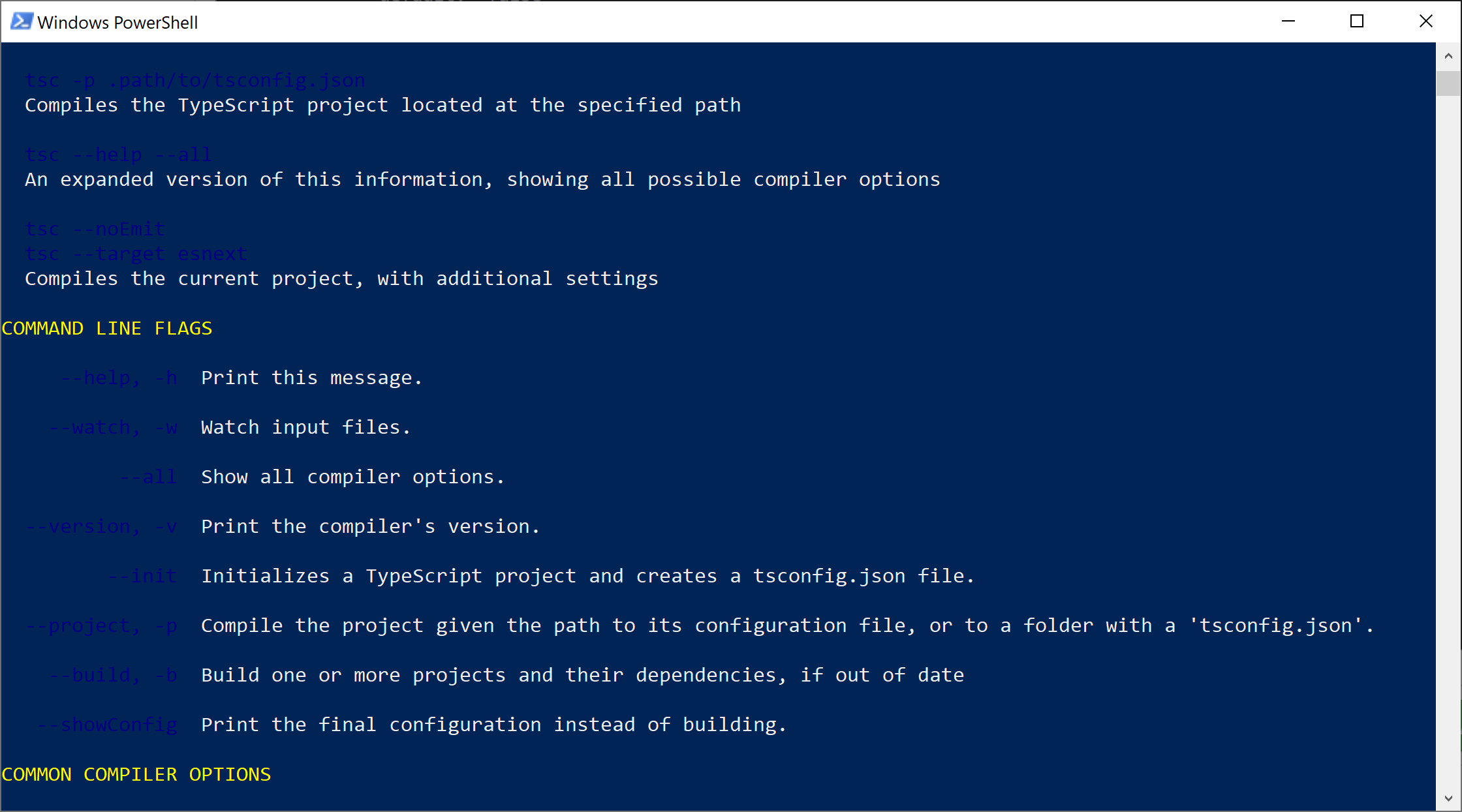 tsc --help is unreadable or hard to read in Windows default themes · Issue #44798 · microsoft ...
