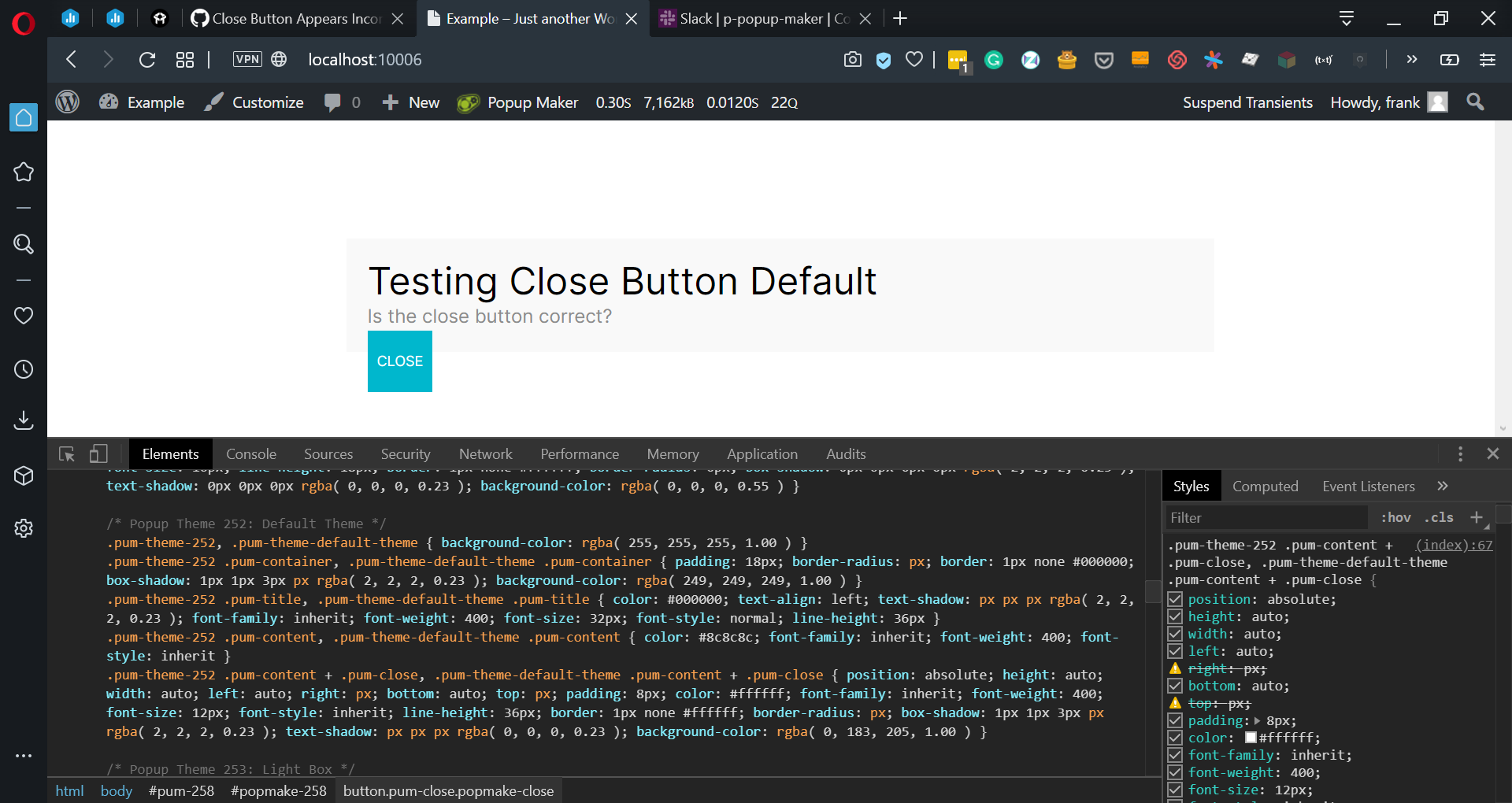 Close Button Appears Incorrect On Fresh Install · Issue #766 · PopupMaker/Popup-Maker · GitHub