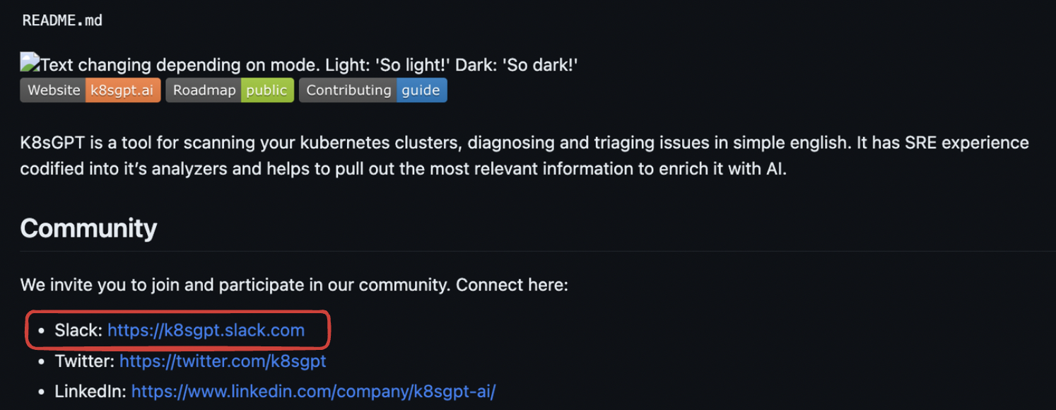 GitHub Issue Slack Link Incorrect · Issue #376 · k8sgpt-ai/k8sgpt · GitHub