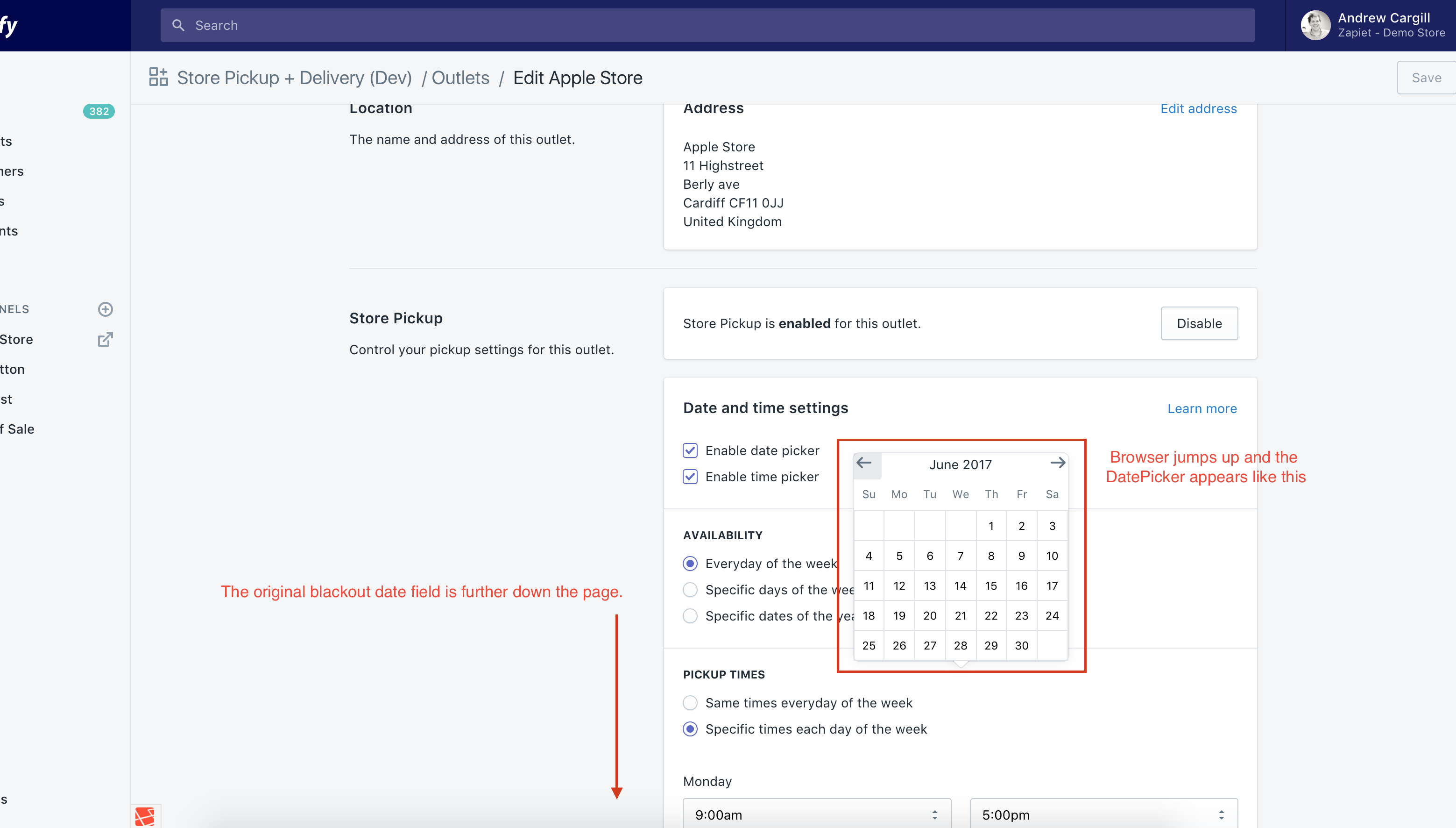 DatePicker appearing in the worng location on long pages · Issue #143 · Shopify/polaris-react ...