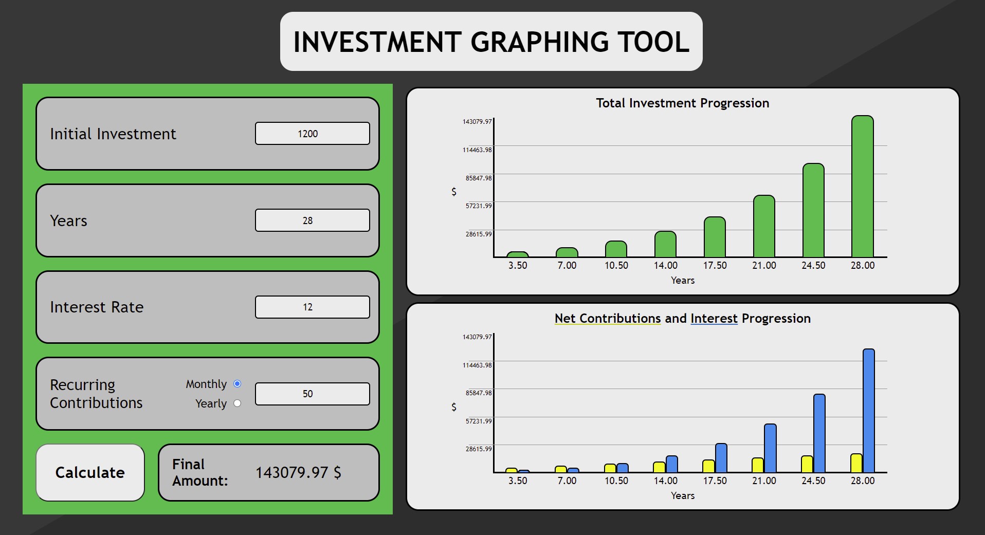 GitHub - AyazCiplak/investment-graphing-tool: Interactive website that ...