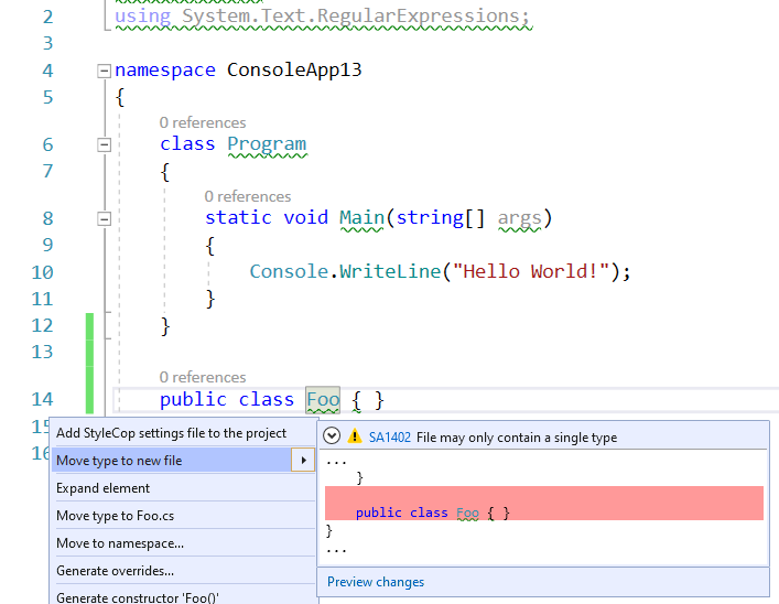 Code fix: SA1402 creates multiple copies for projects that targets ...