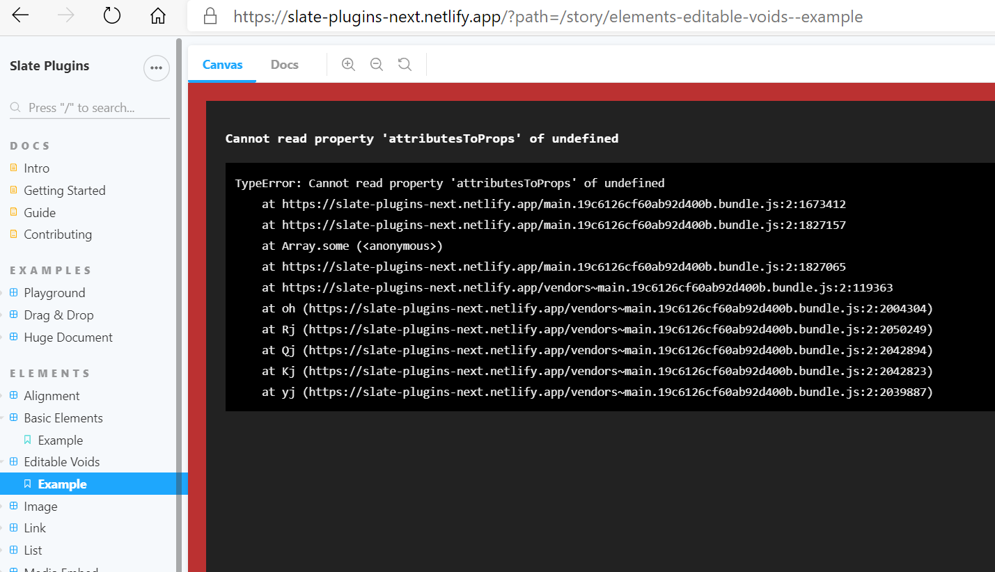 Editable Voids example broken on Storybook · Issue #349 · udecode/plate · GitHub
