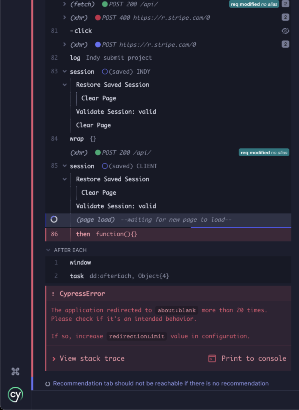 cy.session without validate goes into a redirect loop · Issue #22396 · cypress-io/cypress · GitHub