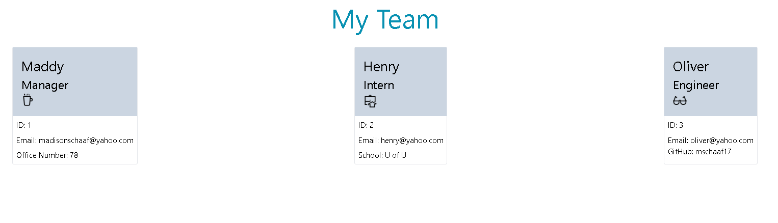 GitHub - mschaaf17/Team-Profile-Generator
