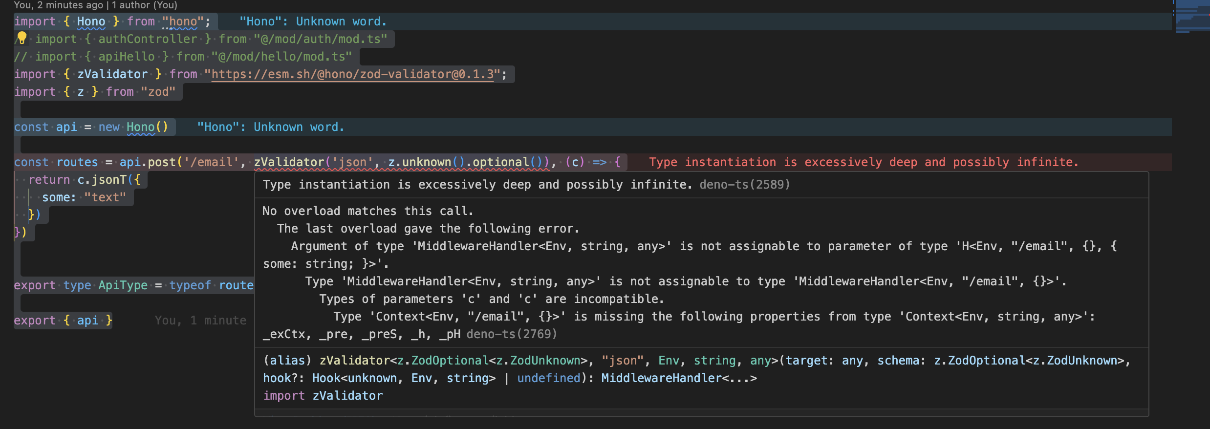 Type instantiation is excessively deep and possibly infinite deno-ts(2589) · Issue #1216 ...