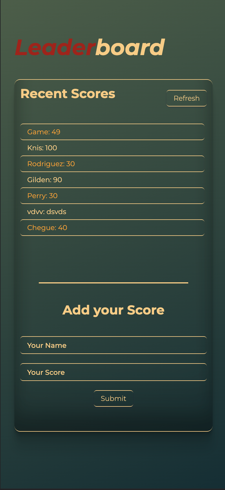 GitHub - Chaseknis/leaderboard: This project is an API leaderboard using HTML/CSS, JavaScript ...