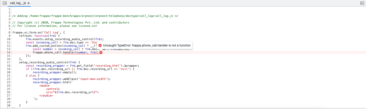 Callback From Call Log Screen Issue 28453 Frappe erpnext GitHub