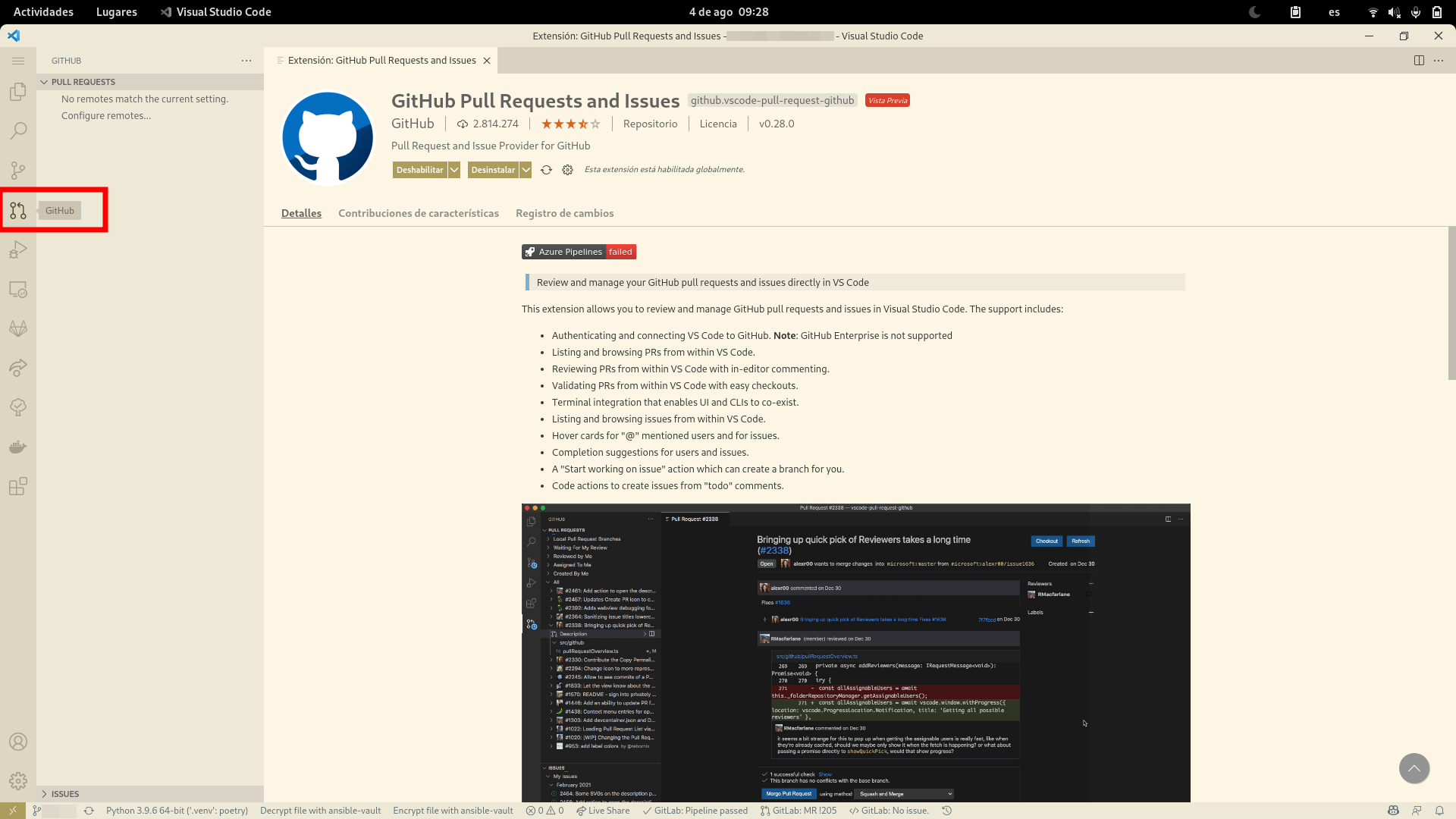 Lost github icon in activity bar · Issue #2880 · microsoft/vscode-pull ...