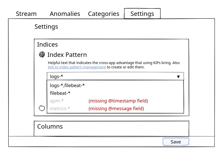 Logs Ui Validate And Explain The Kibana Index Pattern Settings
